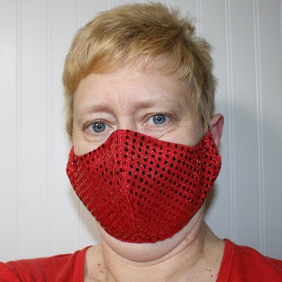 Hand Crafted | Accessories | Handmade Red Sequin Fabric Face Mask ...